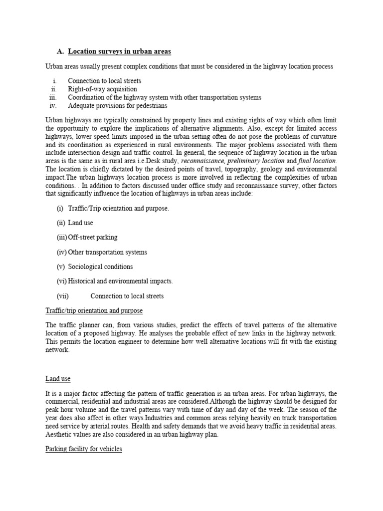 Highway Route Location CLASS NOTES | PDF | Highway | Surveying