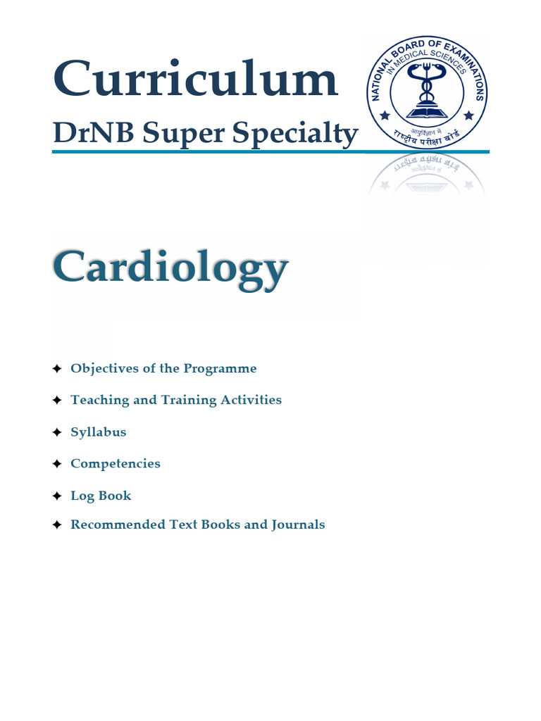 Cardiology Curriculum Latest | PDF | Heart | Coronary Artery Disease