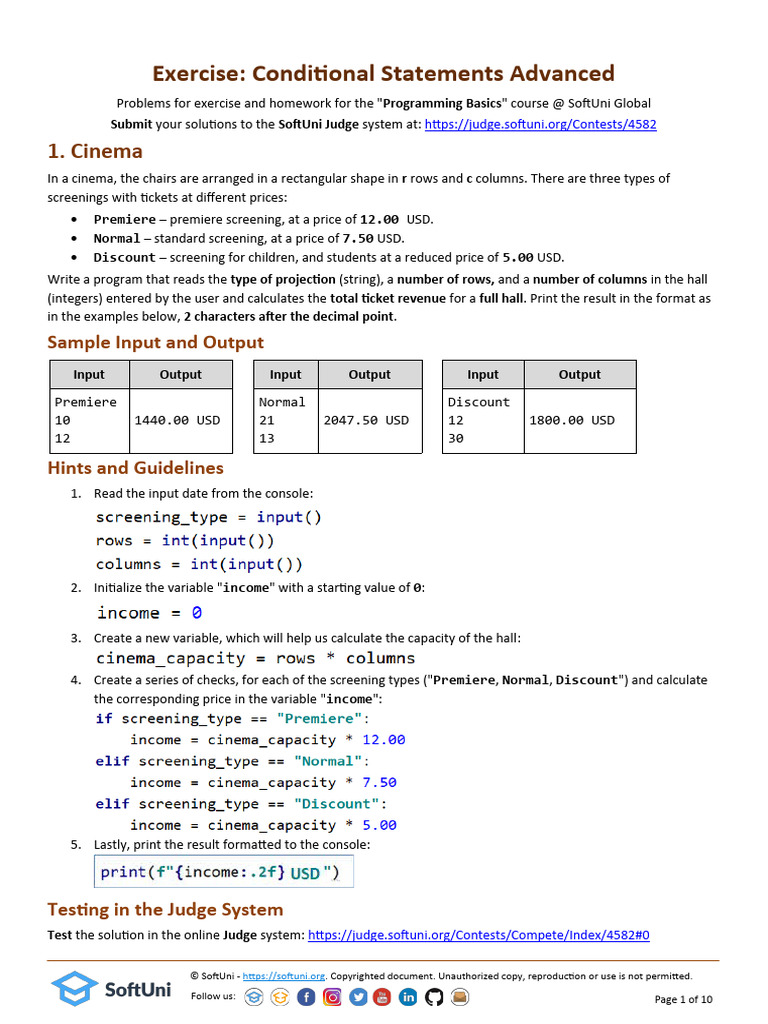 03.PB Python Conditional Statements Advanced Exercise | PDF | Copyright ... 03.PB Python Conditional Statements Advanced Exercise | PDF | Copyright ...