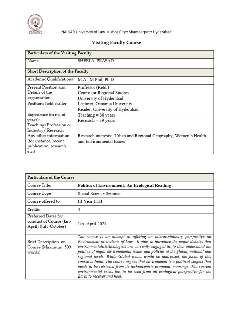 VF-SSS-Sheela Prasad | PDF | Environmentalism | Natural Environment