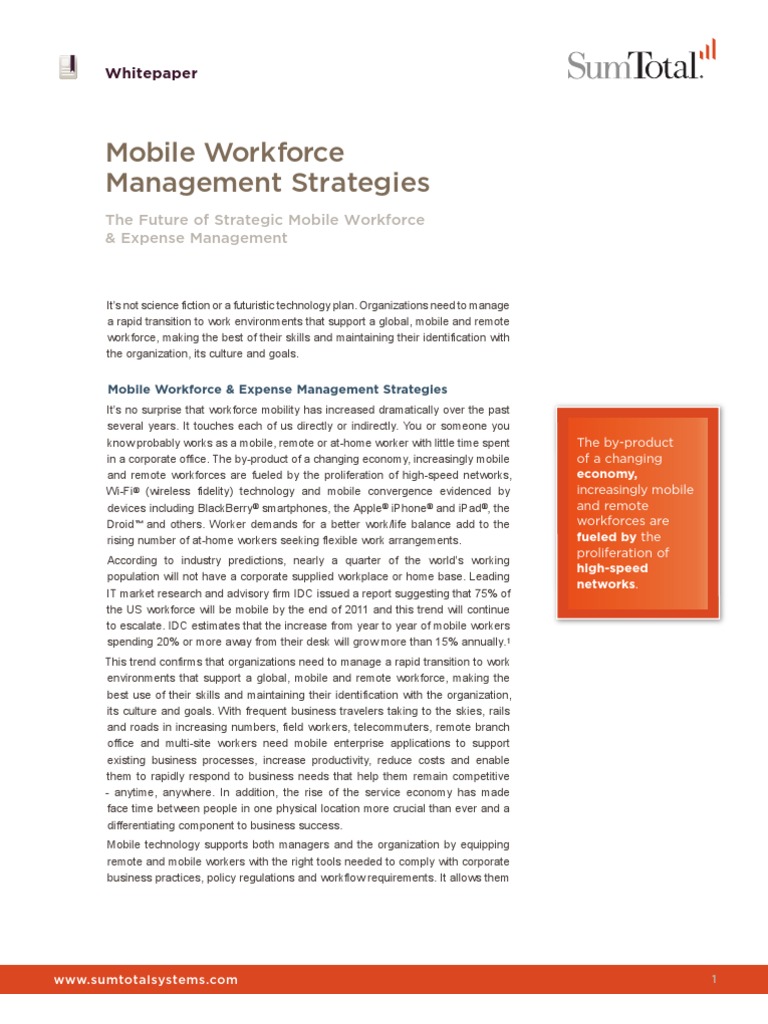 Mobile Workforce Management Strategies, The Future of Strategic Mobile ...