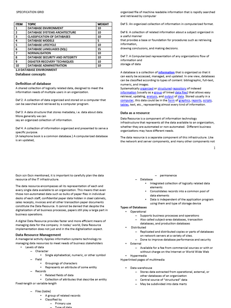Database Notes | PDF | Databases | Database Index Database Notes | PDF | Databases | Database Index