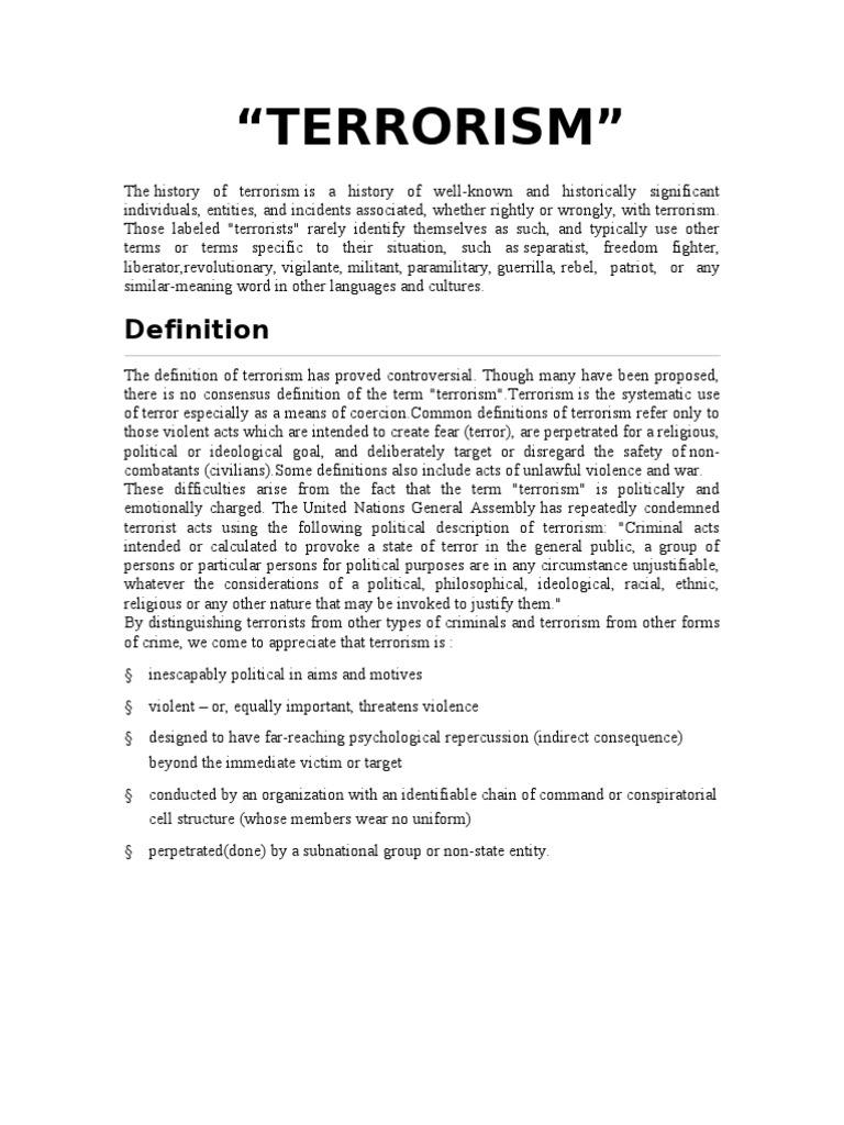 Final Assignment Terrorism Pdf Counter Terrorism National Security