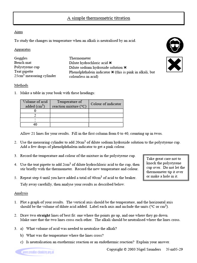 Thermometric Titration | PDF | Acid | Titration
