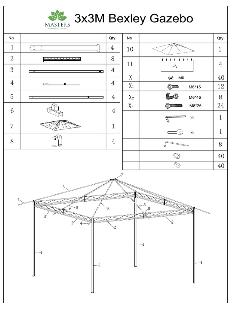 3x3 Gazebo Assembly Instructions | PDF