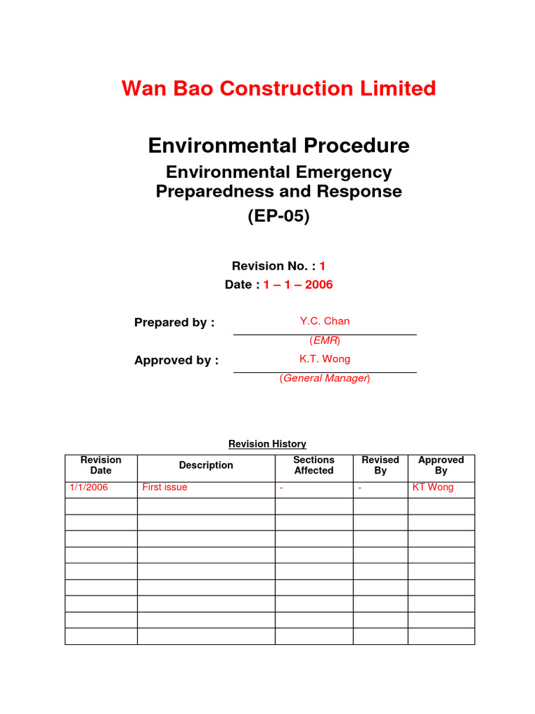WBC Environmental Emergency Response Plan | PDF | Emergency | Emergency ...