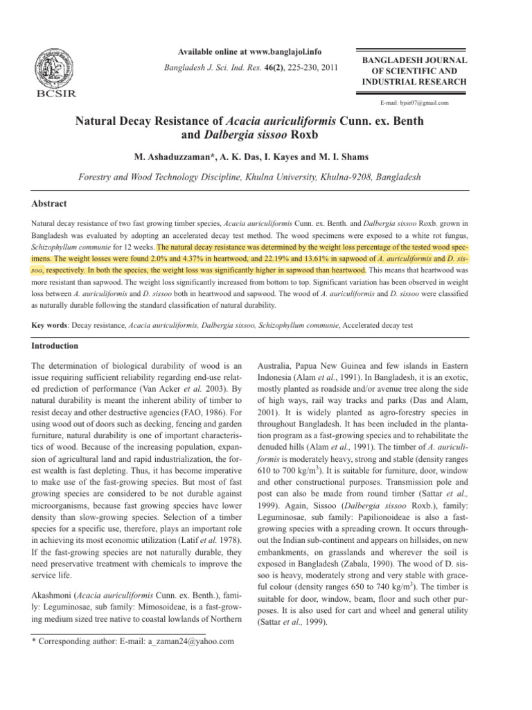 Ashaduzzaman Et Al 2011 | PDF | Wood | Lumber