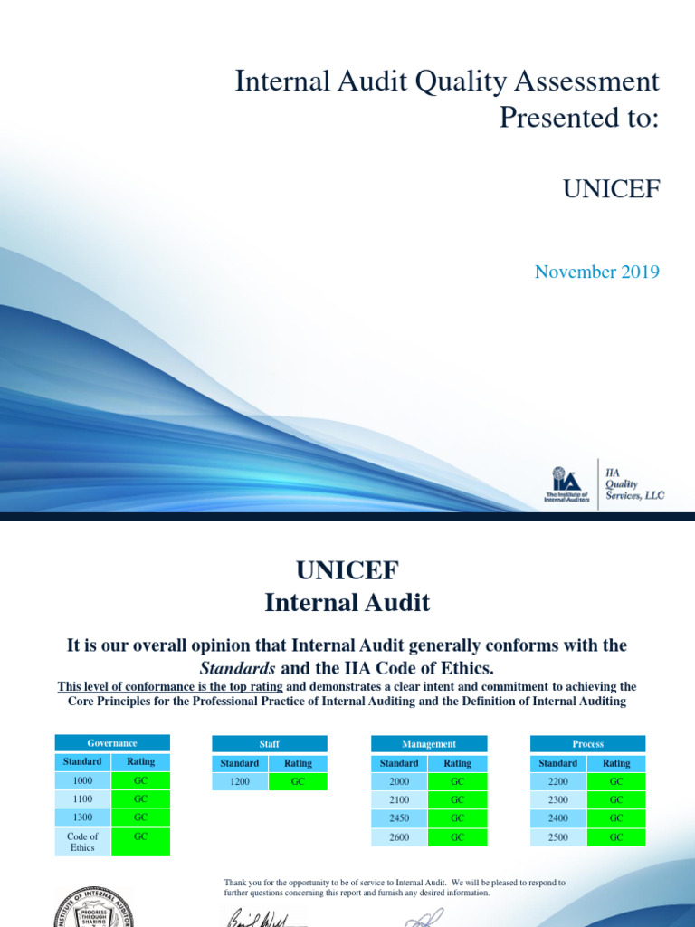 2019 EQA Report OIAI Internal Audit Function | PDF | Internal Audit | Audit