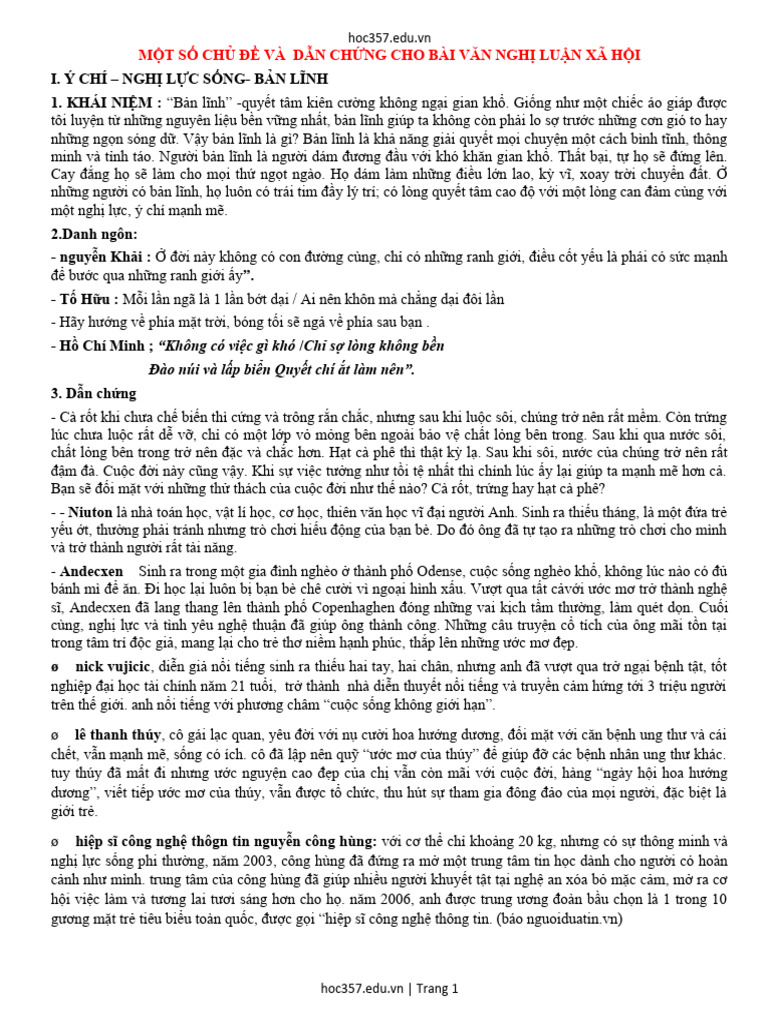 Hoc357.edu - VN Mo So Chu de Va Dan Chung Cho Bai Van Nghi Luan Xa Hoi | PDF