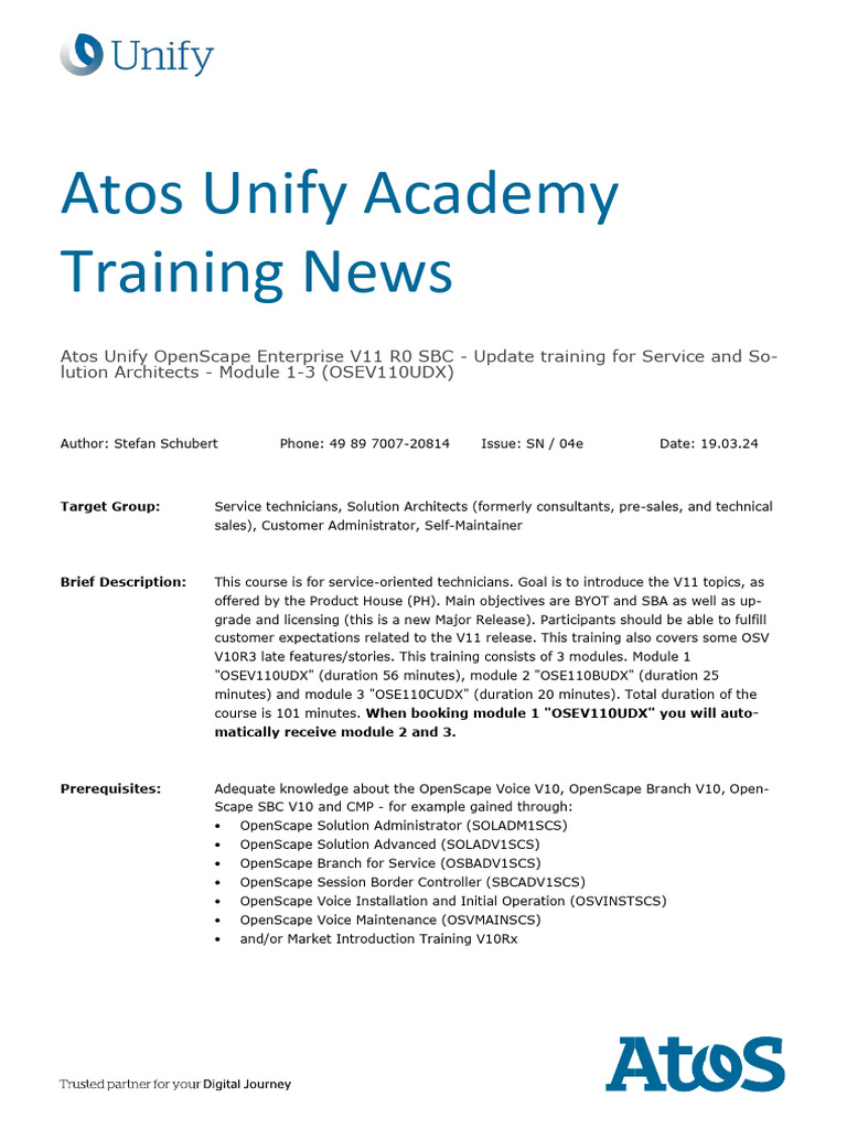 OpenScape V11 Training Update | PDF | Cloud Computing | Operating System