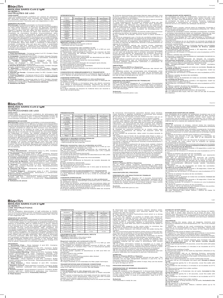 BIOLISA - SARS-CoV-2 IgM - TRILINGUE | PDF | Anticorpo