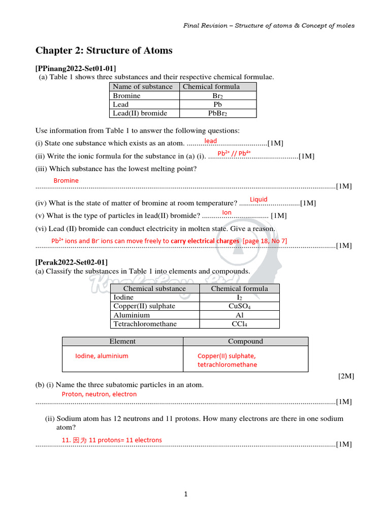 2. Structure of Atoms (With Answer) | PDF | Atoms | Melting Point