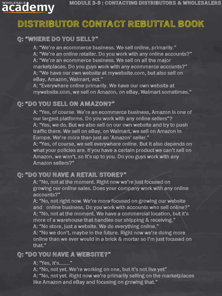 3-9 Distributor Contact Rebuttal Book | PDF | E Commerce | Pricing