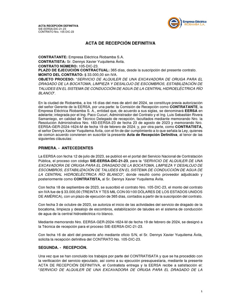 Acta de Recepcion Definitivasigned Signed (1) | PDF