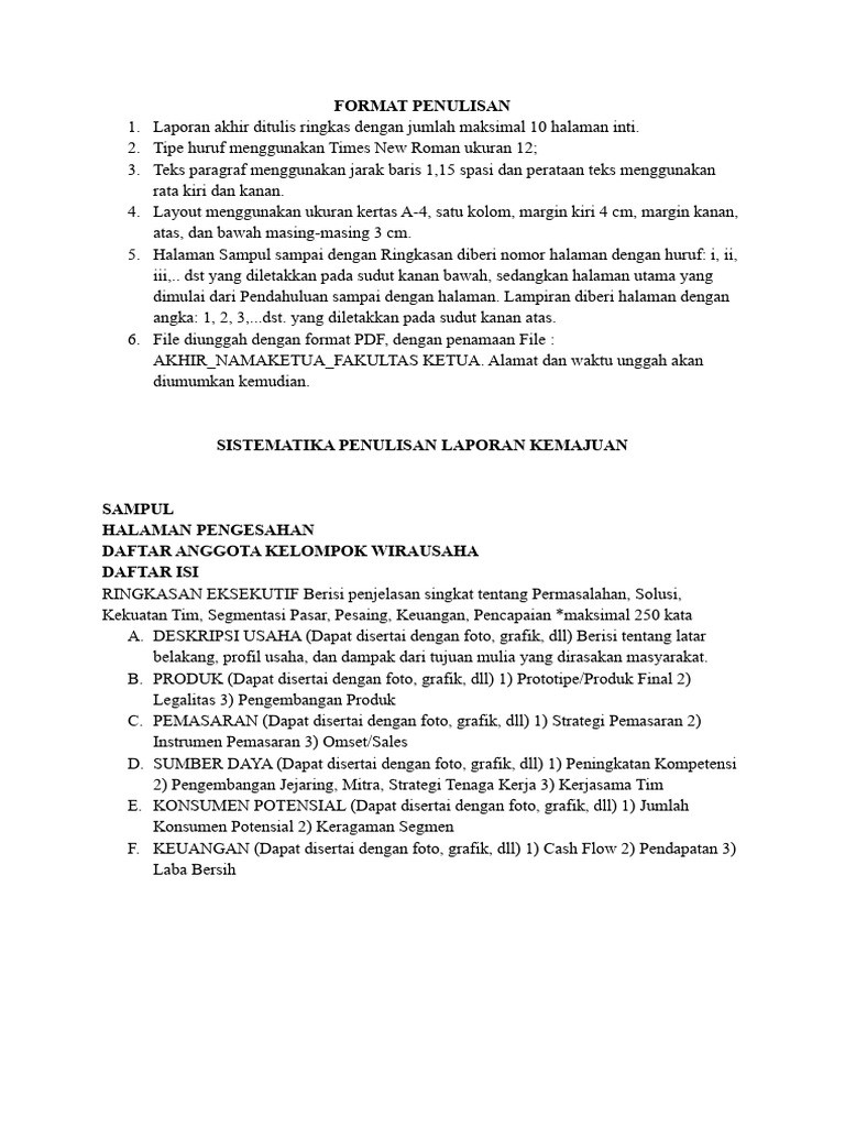 Format Penulisan Laporan Akhir | PDF