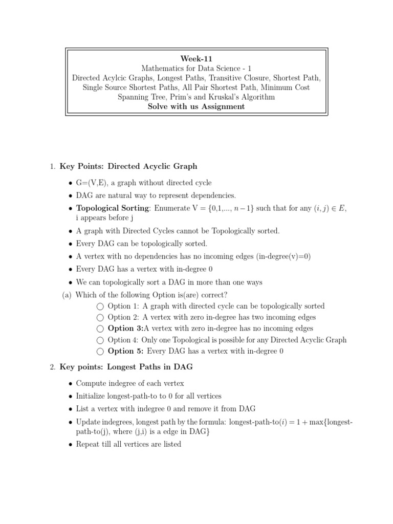 Solve With Us Week 11 | PDF | Combinatorics | Graph Theory