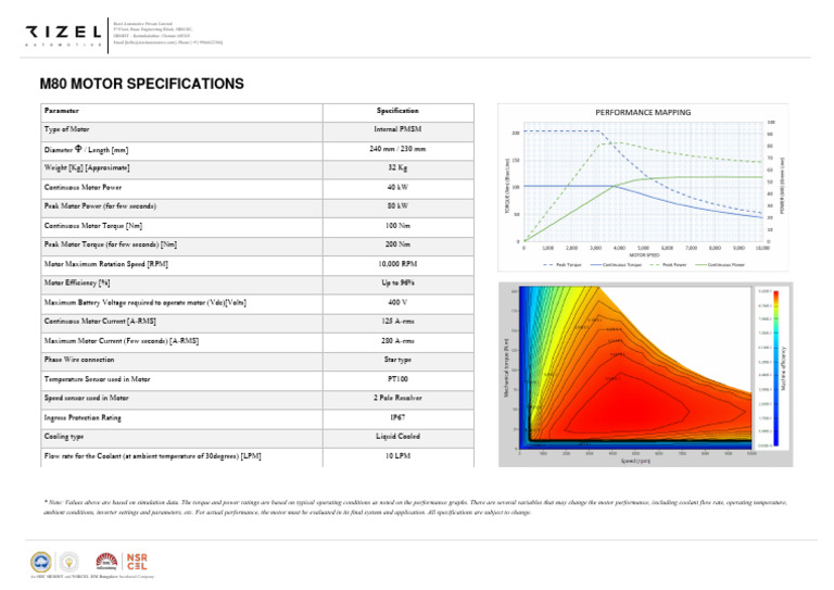M80 Motor Data Sheet - Rizel Automotive | PDF | Electric Motor ...