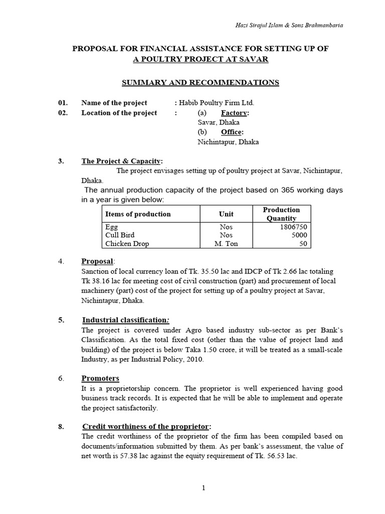 Poultry Project Funding Proposal | PDF | Poultry | Poultry Farming