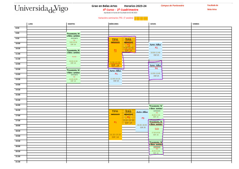 Horarios Grao BBAA 4curso 2c 2023-24 | PDF