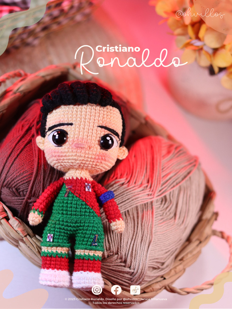 Patrón Amigurumi Cristiano Ronaldo | PDF | Amigurumi | Tejidos Figurados