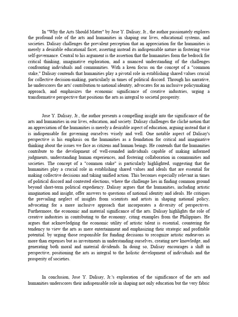 GED108-A53 - Why The Arts Should Matter | PDF | Humanities | Thought