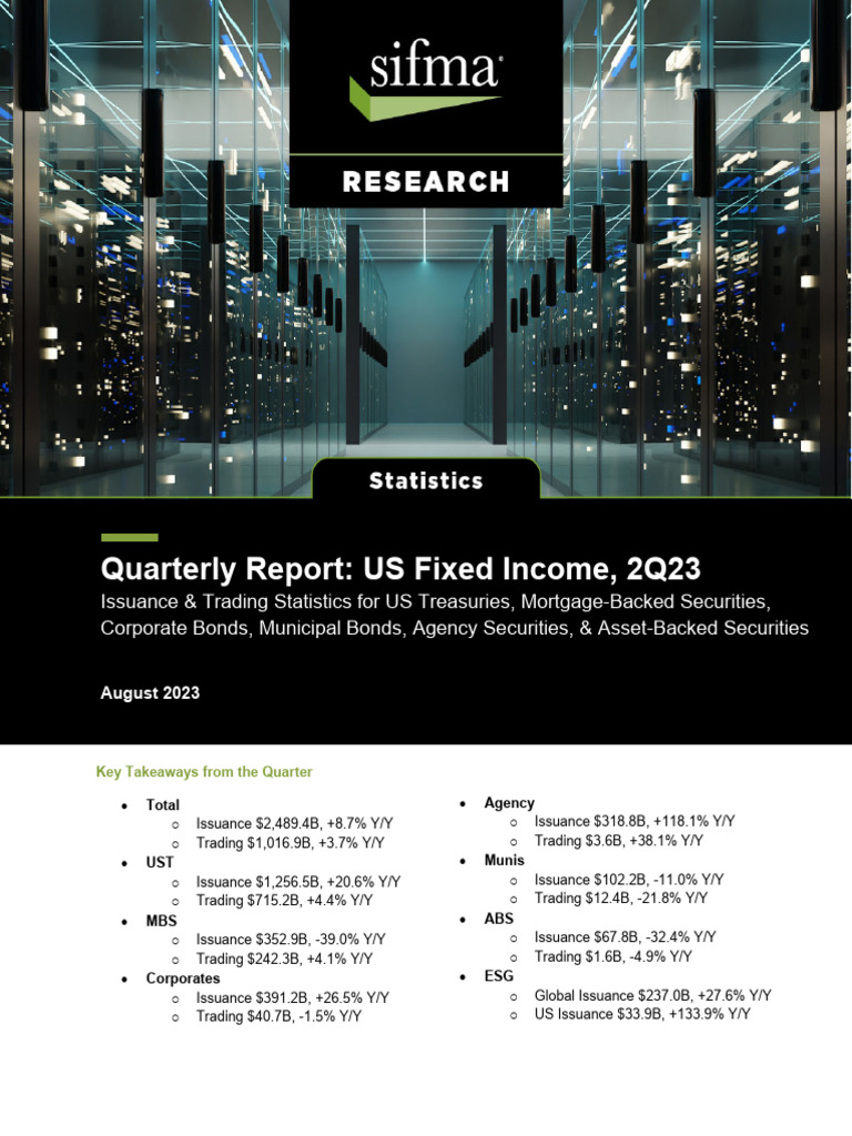 Sifma - Quarterly Report US Fixed Income 2Q23 | PDF | Mortgage Backed ...