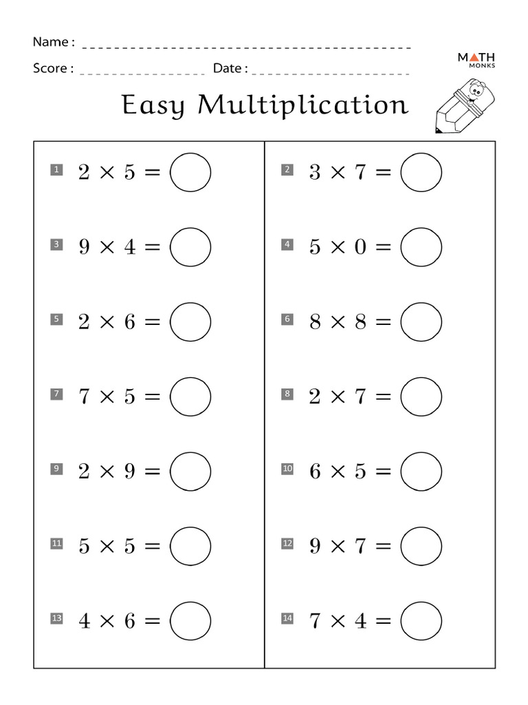 Easy Multiplication Worksheets | PDF