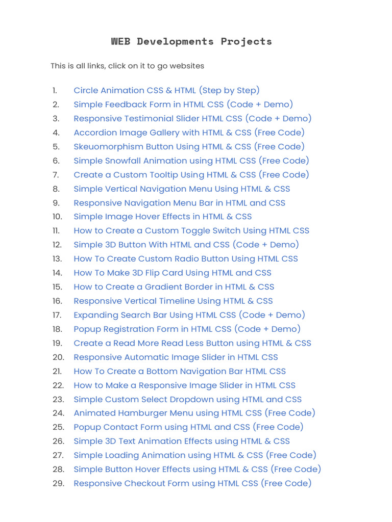 web projects | PDF | Java Script | Html