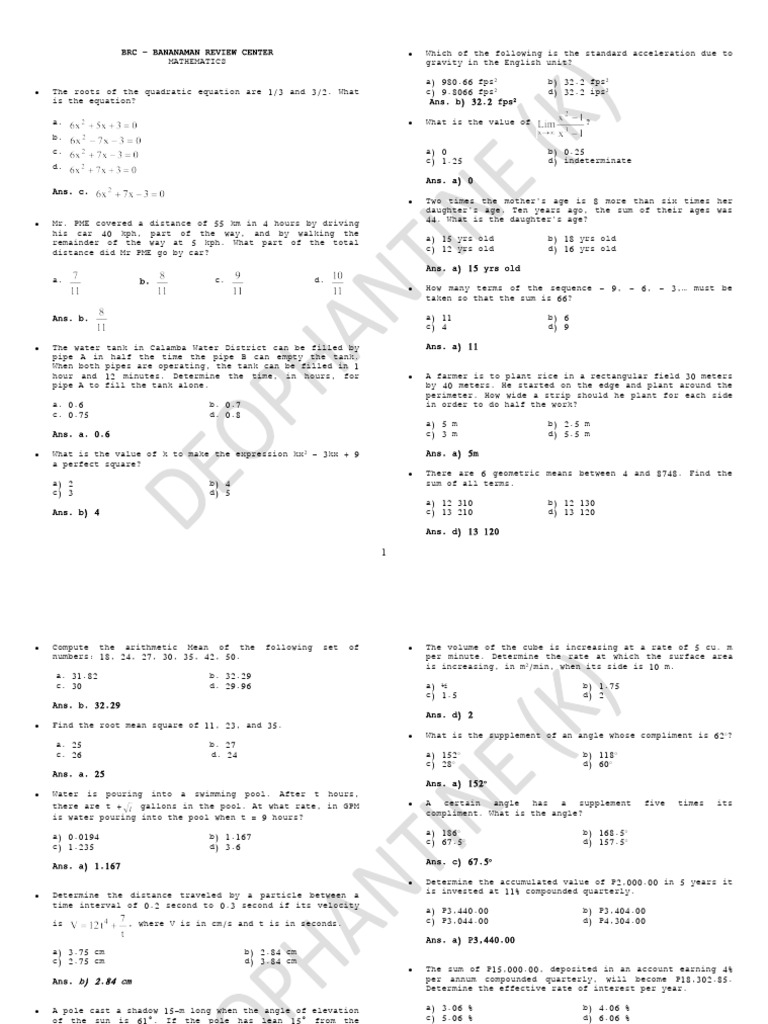 Math Set 1 | PDF | Depreciation | Force