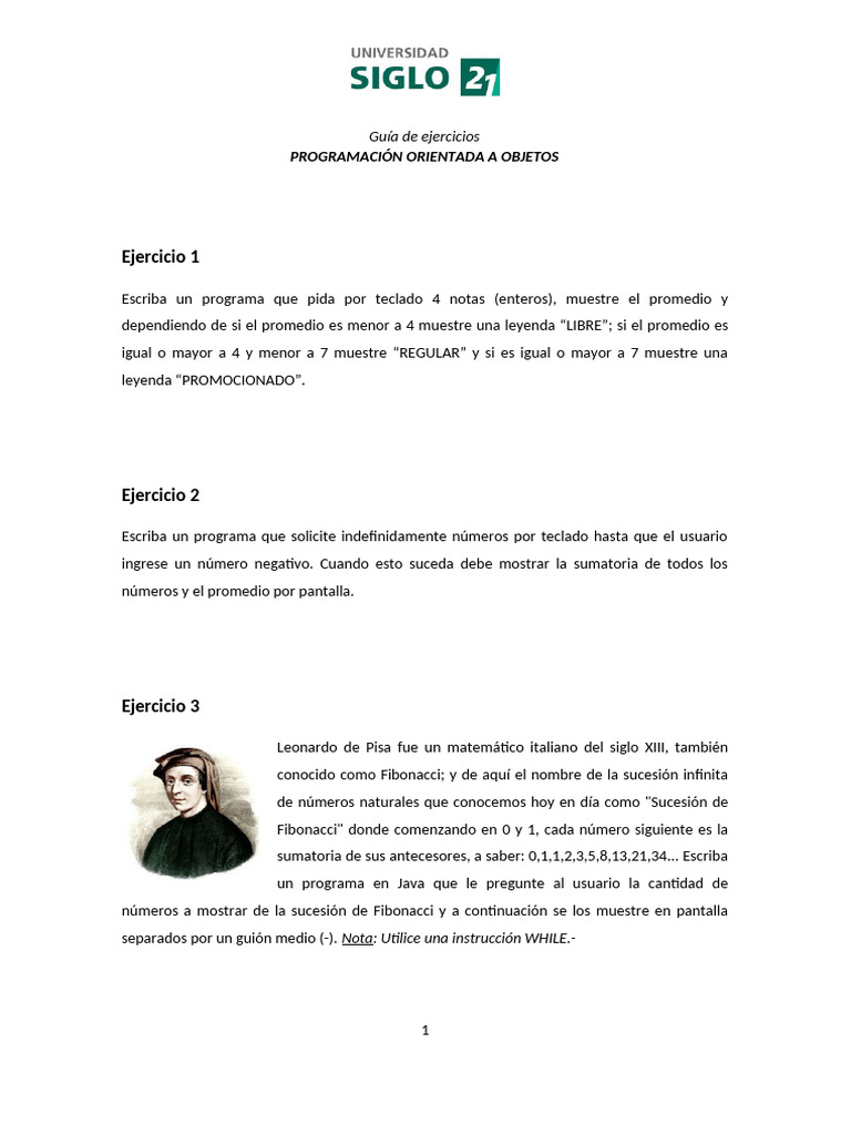 Guia De Ejercicios Programacion Orientada A Objetos 1 Pdf Objeto Informática
