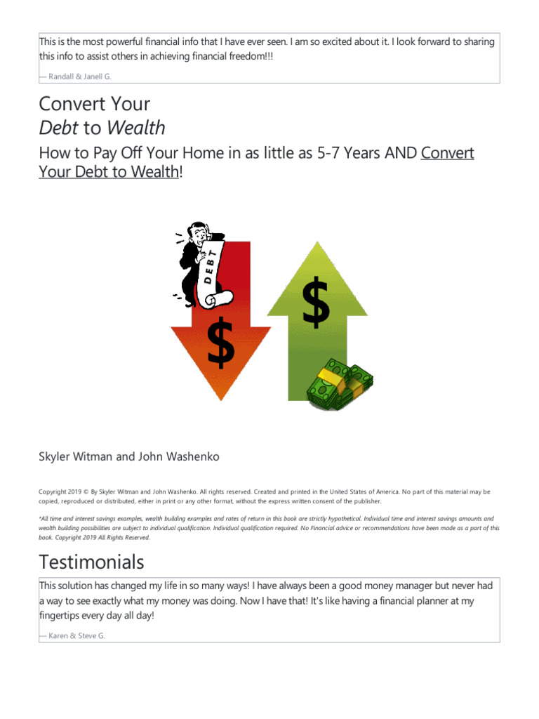 Convert Your Debt To Wealth Ebook | PDF | Home Equity Line Of Credit ...