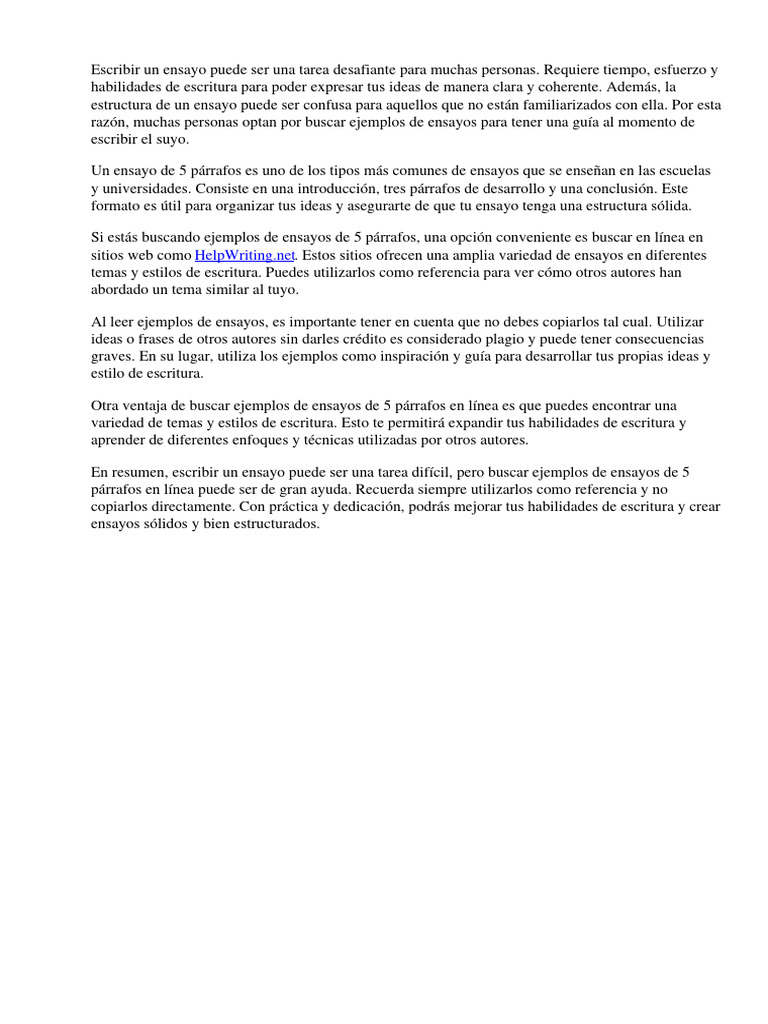 Ejemplos de Ensayos de 5 Párrafos | PDF | Ensayos | Comunicación escrita