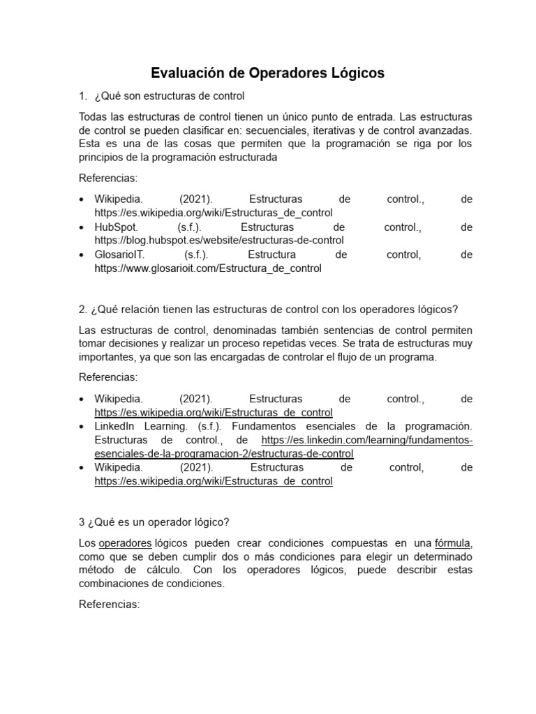 Operadores Logicos | PDF | Flujo de control | Puerta lógica
