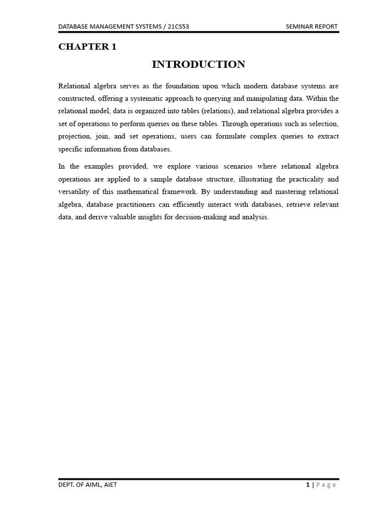 Dbms Seminar Report | PDF | Databases | Relational Model