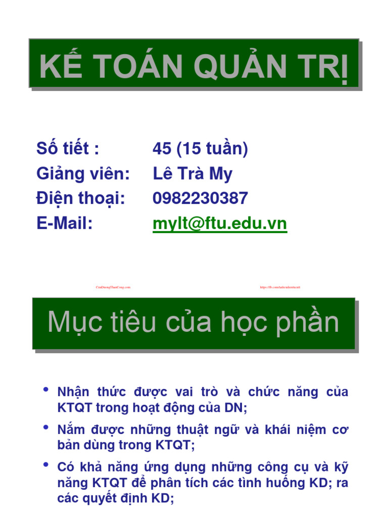 Ke-Toan-Quan-Tri - Le-Tra-My - Chuong-1 - Tong-Quan - (Cuuduongthancong - Com) | PDF