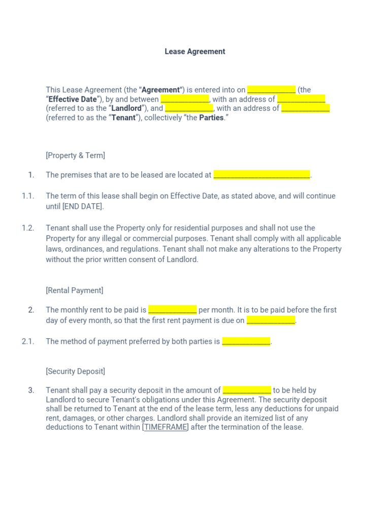 Residential Lease Agreement | PDF | Lease | Leasehold Estate