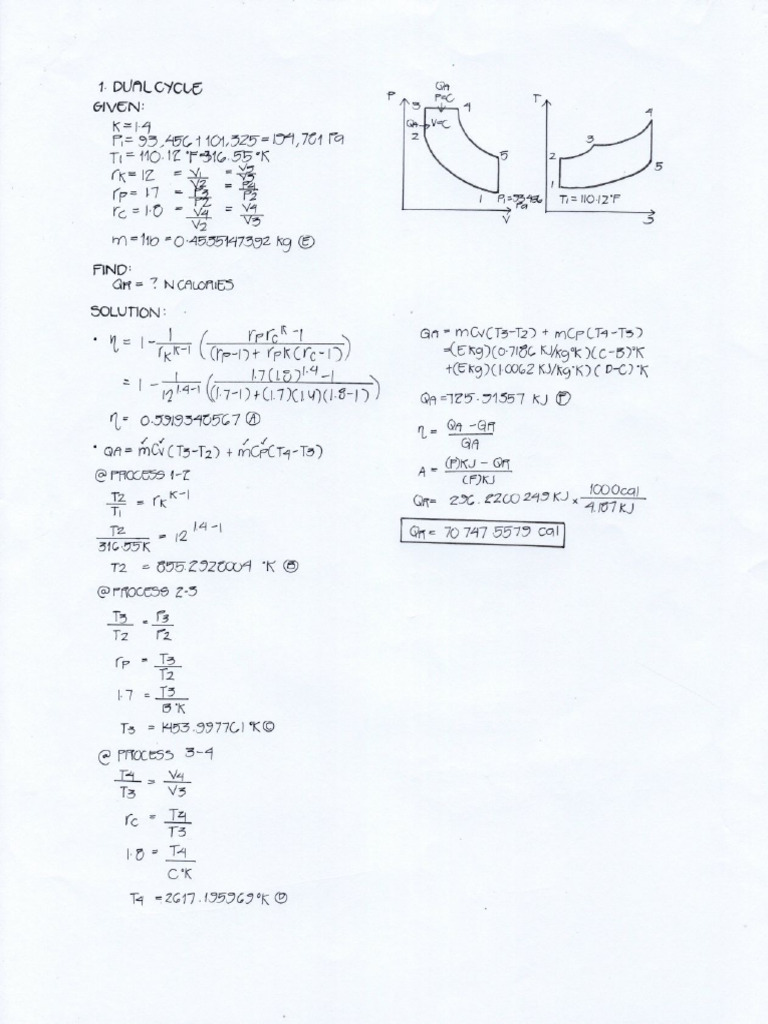 Combustion Engineering - Problem Set Otto, Diesel, Brayton, Dual Cycle ... Combustion Engineering - Problem Set Otto, Diesel, Brayton, Dual Cycle ...