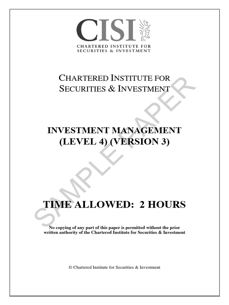 IM4 V3 Sample Paper | Download Free PDF | Bonds (Finance) | Investment Fund