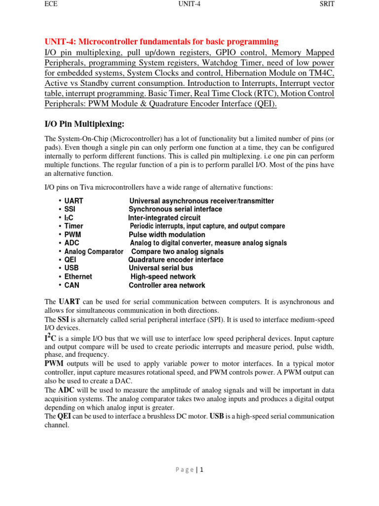 ES Unit-4 | PDF | Microcontroller | Central Processing Unit