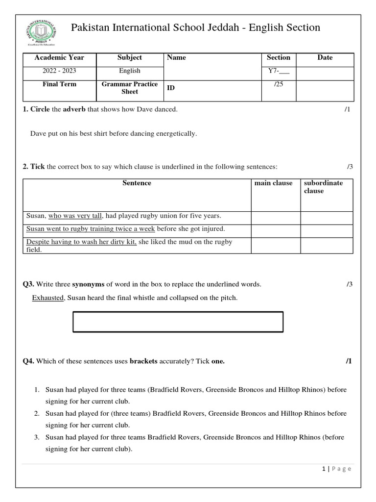 Grammar Practice Sheet | PDF | Adverb | English Language