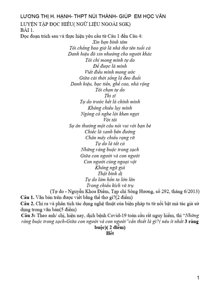 Luyen de Doc Hieu Van Ban Ngoai Sach Giao Khoa | PDF