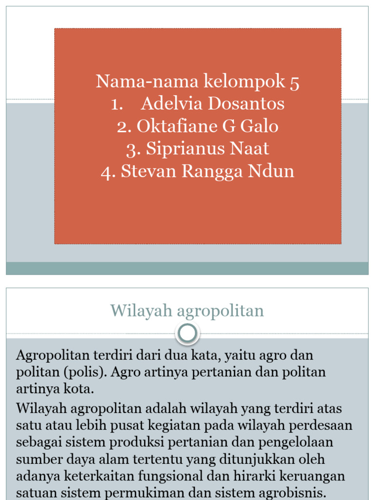 Ciri dan Contoh Kawasan Agropolitan | PDF