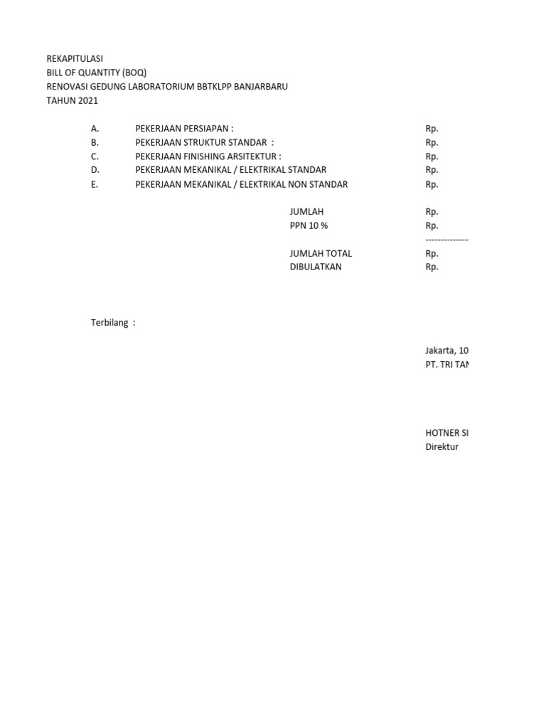 TTS Lab Rekap Rab (Lapangan) | PDF