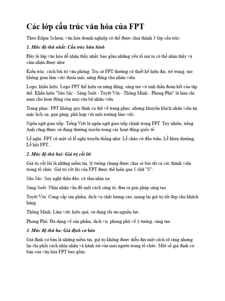Các lớp cấu trúc văn hóa của FPT | PDF