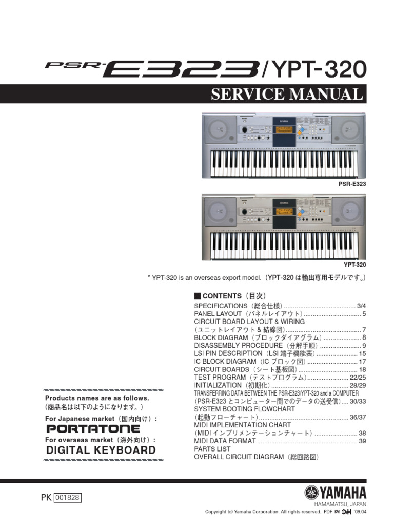 Yamaha Psr-E323 | PDF