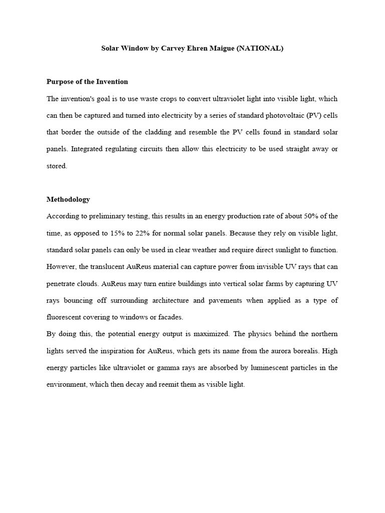 National & International Inventions Research Output | PDF | Ultraviolet ...