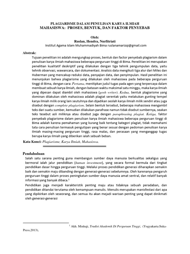 Plagiarisme Dalam Penulisan Karya Ilmiah | PDF