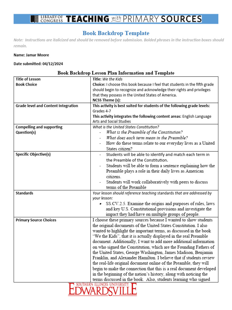 Book Backdrop Lesson: Preamble Insights | PDF | Founding Fathers Of The ...