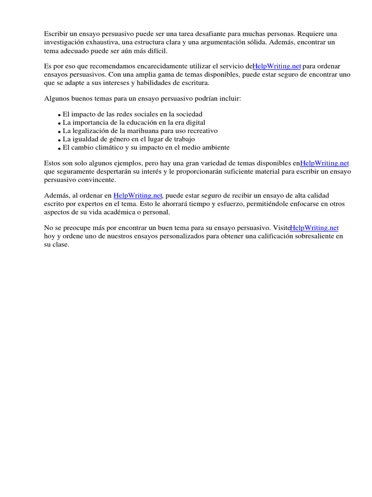 Buenos Temas Para Un Ensayo Persuasivo | PDF | Scribd | Websites