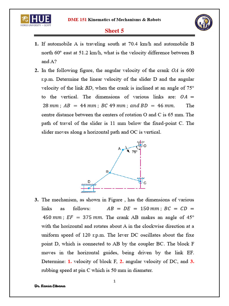 Sheet5 | PDF | Kinematics | Velocity
